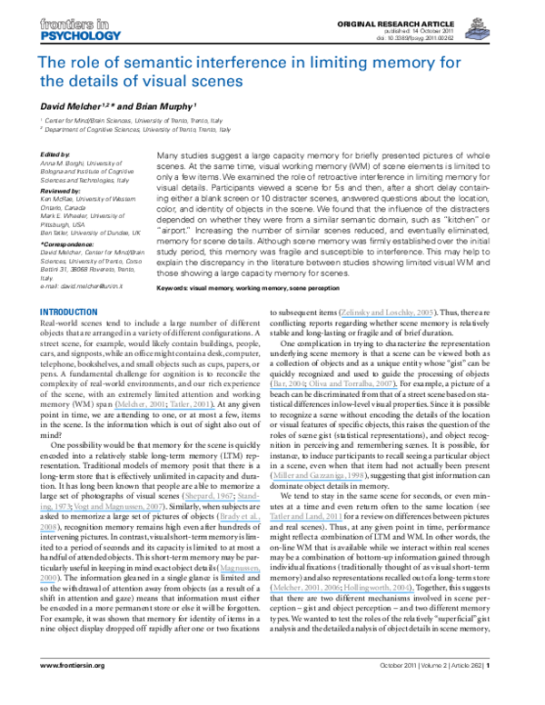 (PDF) The role of semantic interference in limiting memory for the ...