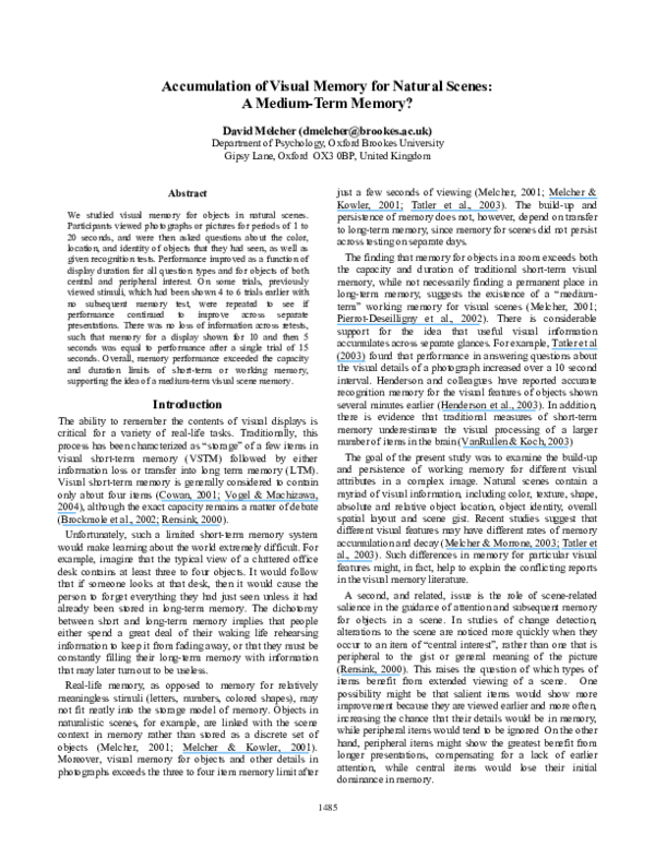 (PDF) Constructing Visual Representations of Natural Scenes: The Roles of Short- and Long-Term ...