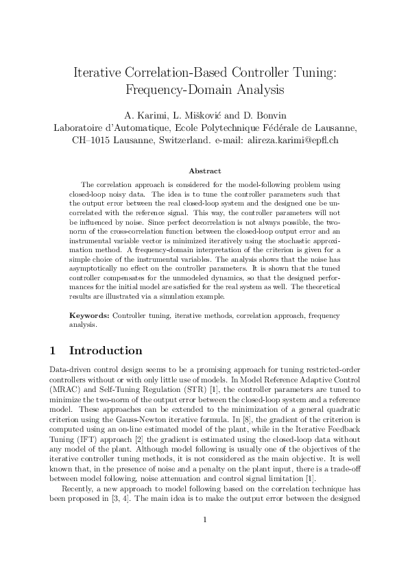 Pdf Iterative Correlation Based Controller Tuning