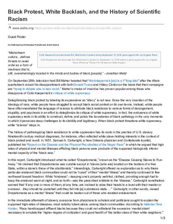(PDF) Black Protest, White Backlash, And The History Of Scientific ...