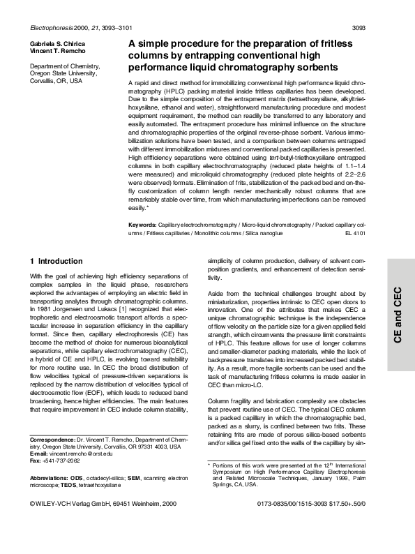 (PDF) A simple procedure for the preparation of fritless columns by ...