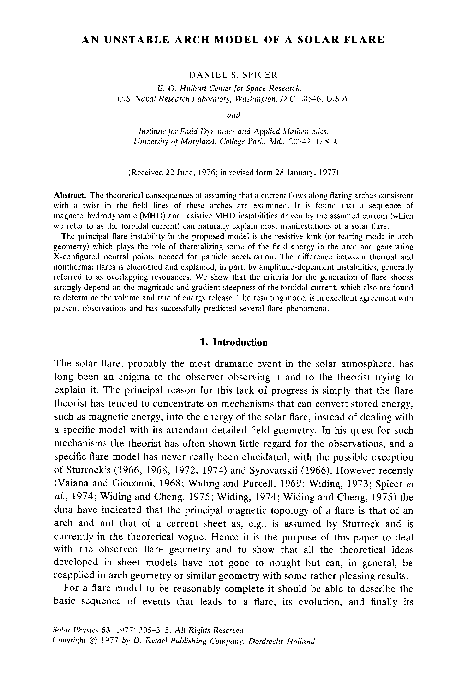 (PDF) An unstable arch model of a solar flare