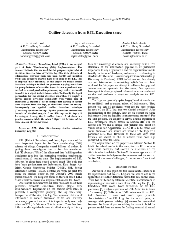 Pdf Outlier Detection From Etl Execution Trace