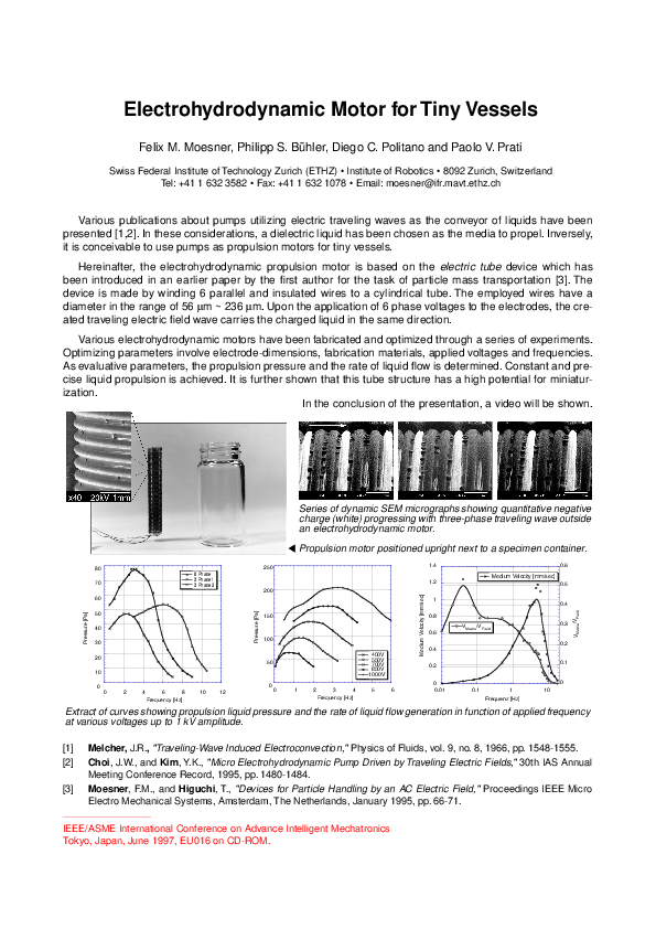 (PDF) Electrohydrodynamic motor for tiny vessels