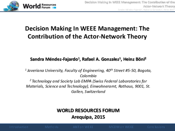 (PDF) Decision Making In WEEE Management: The Contribution of the Actor ...
