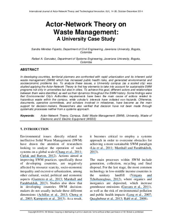 (PDF) Actor-Network Theory on Waste Management