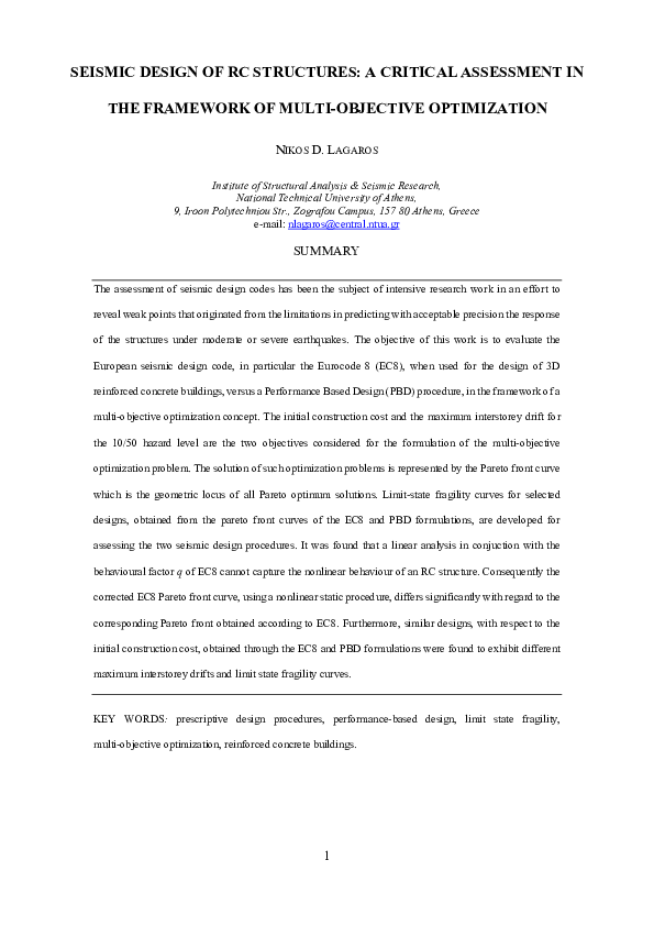 (PDF) Seismic design of RC structures: A critical assessment in the ...