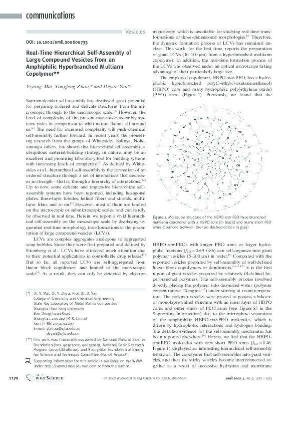 (PDF) Real-Time Hierarchical Self-Assembly of Large Compound Vesicles ...