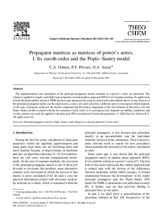 Pdf Propagator Matrices As Matrices Of Powers Series I Its Zeroth