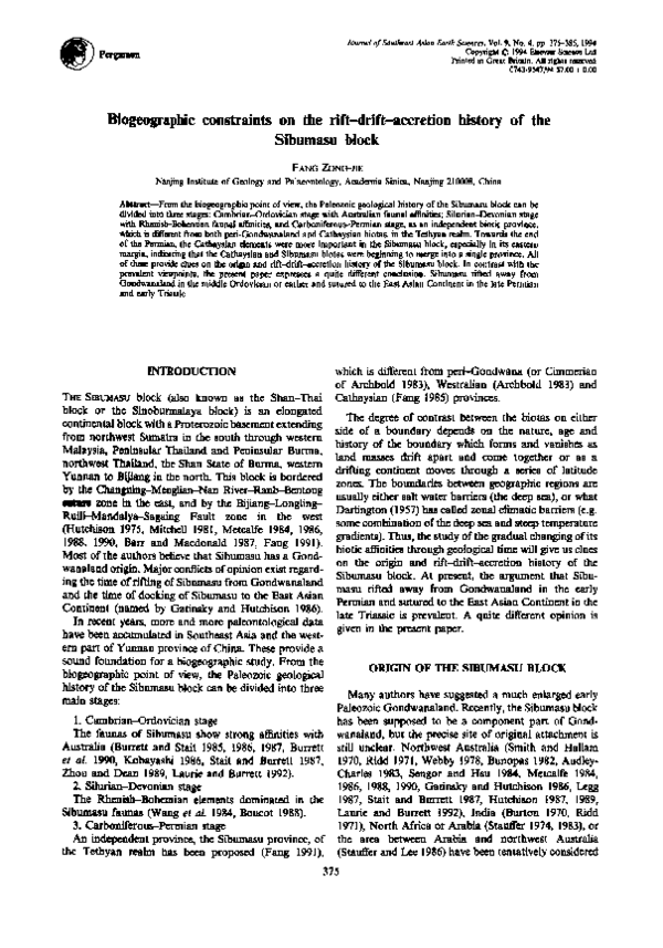 (PDF) Biogeographic constraints on the rift-drift-accretion history of ...