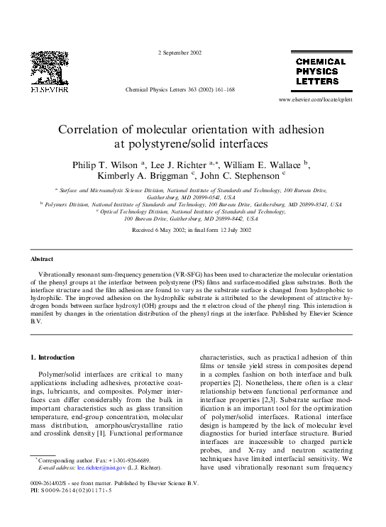 Pdf Correlation Of Molecular Orientation With Adhesion At Polystyrene