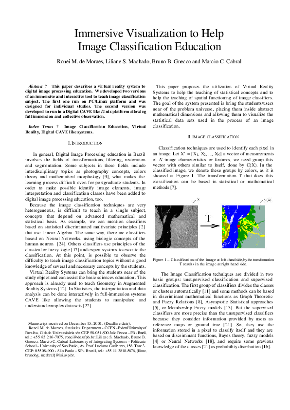 (PDF) Immersive Visualization to Help Image Classification Education