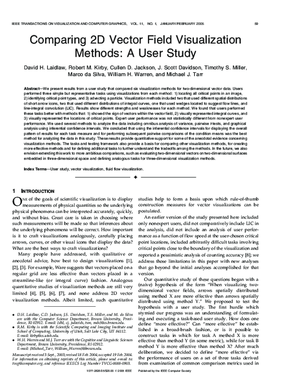 (PDF) Comparing 2D Vector Field Visualization Methods: A User Study