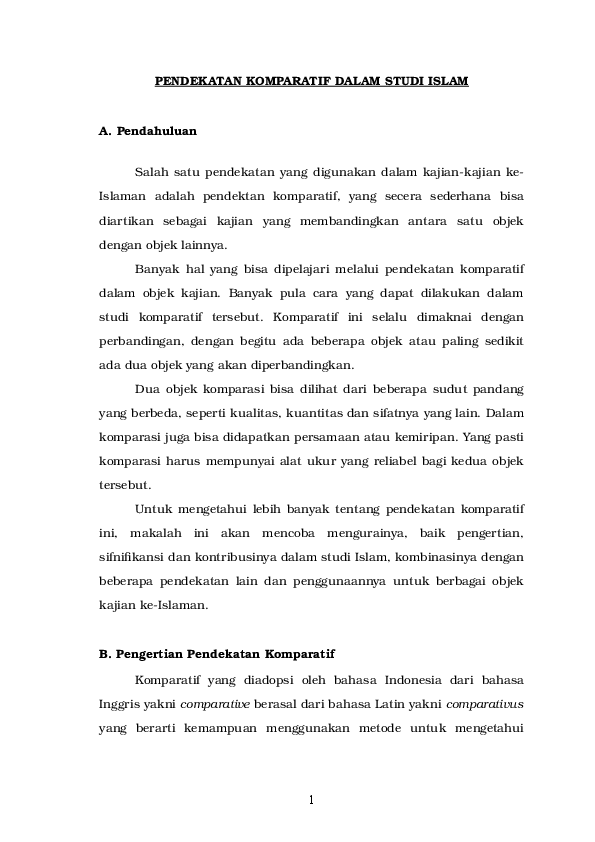 (DOC) PENDEKATAN KOMPARATIF DALAM STUDI ISLAM