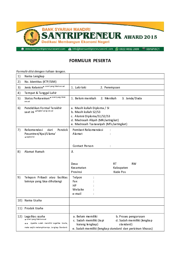 (PDF) FORMULIR PESERTA