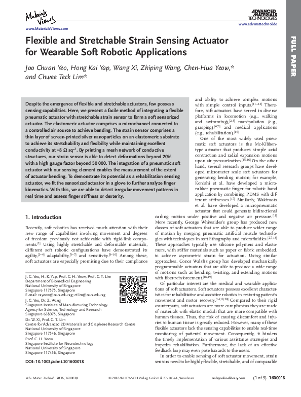 (PDF) Flexible and Stretchable Strain Sensing Actuator for Wearable ...