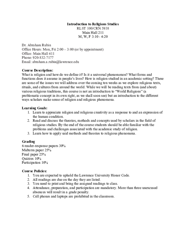 (PDF) Introduction to Religious Studies (Syllabus and Assignments).pdf