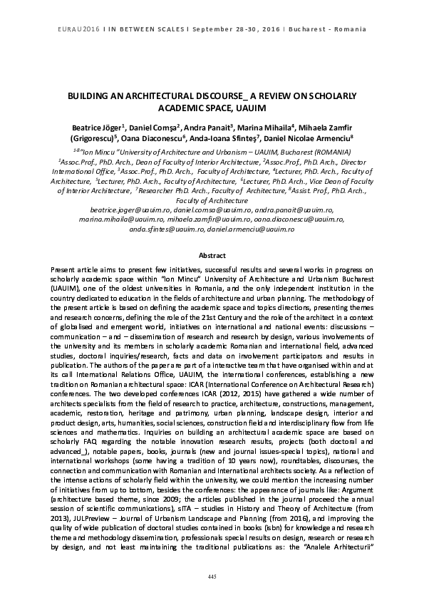 (PDF) BUILDING AN ARCHITECTURAL DISCOURSE_ A REVIEW ON SCHOLARLY ...