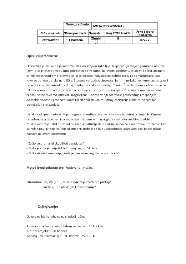 (PDF) Opis i cilj predmeta