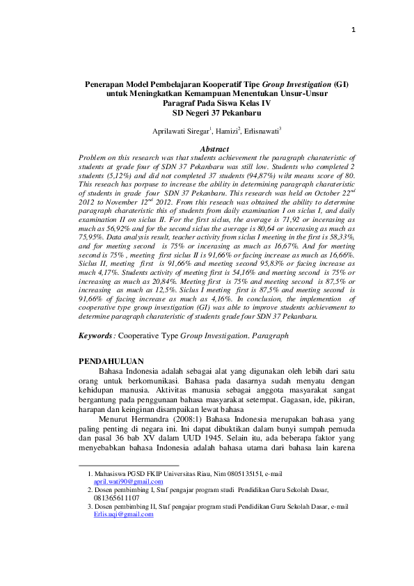 (PDF) Penerapan Model Pembelajaran Kooperatif Tipe Group Investigation (GI) untuk Meningkatkan ...