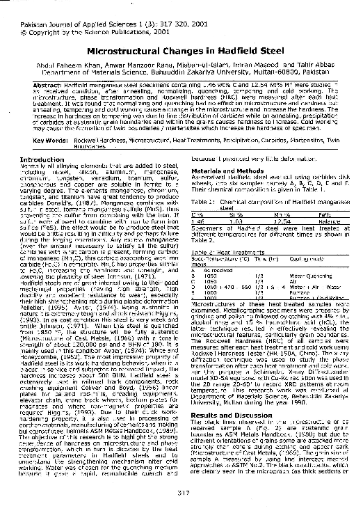 (PDF) Microstructural Changes in Hadfield Steel