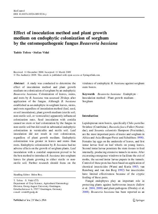 (PDF) Effect of inoculation method and plant growth medium on endophytic colonization of sorghum ...