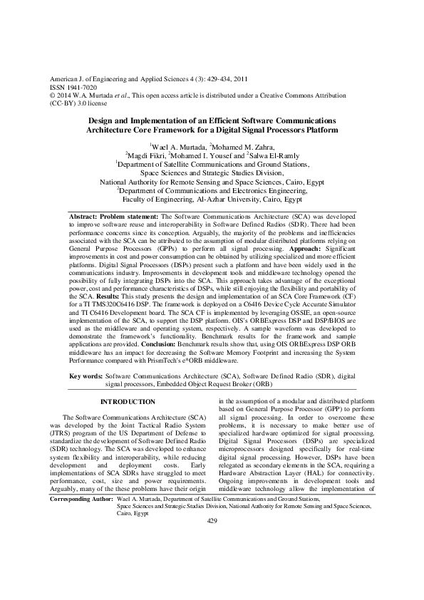 (PDF) Design and Implementation of an Efficient Software Communications Architecture Core ...