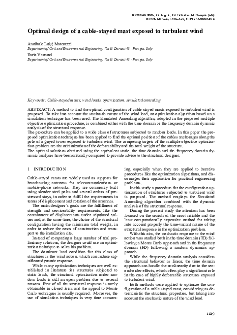 (PDF) Optimal design of a cable-stayed mast exposed to turbulent wind