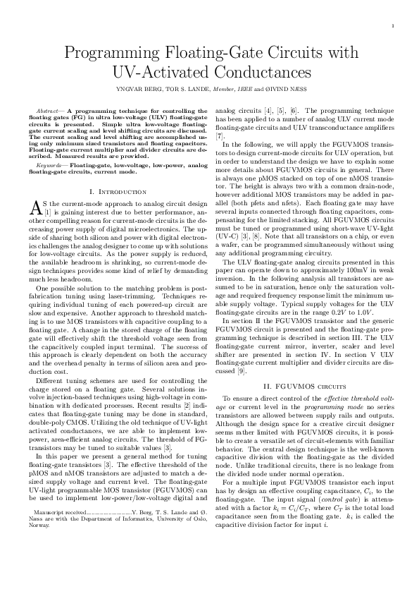 (PDF) Programming floating-gate circuits with UV-activated conductances