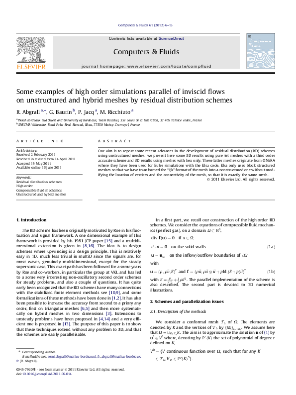 Pdf Some Examples Of High Order Simulations Parallel Of Inviscid