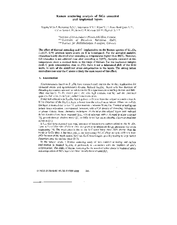 (PDF) Raman scattering analysis of SiGe annealed and implanted layers