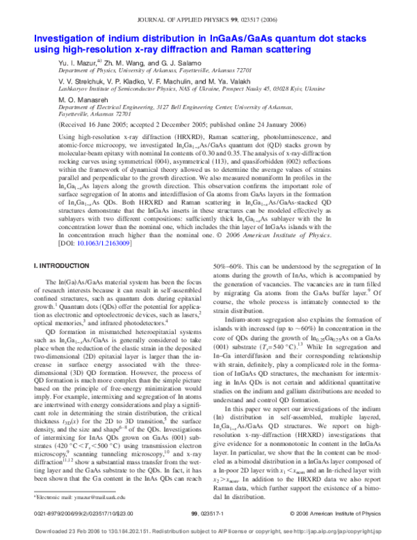 (PDF) Investigation of indium distribution in InGaAs∕GaAs quantum dot ...