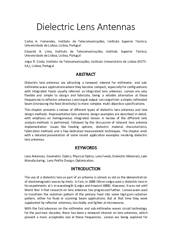 (PDF) Dielectric Lens Antennas