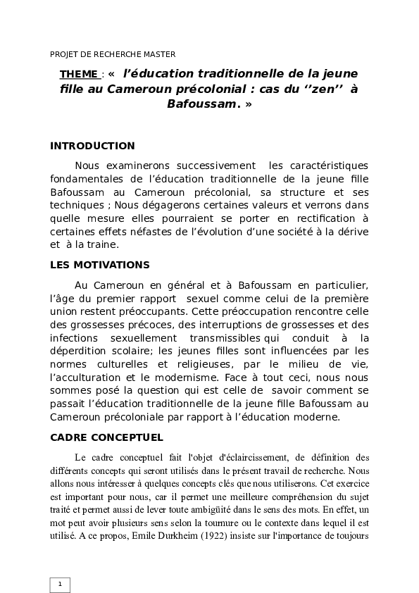(DOC) PROJET DE RECHERCHE MASTER THEME 1 pat