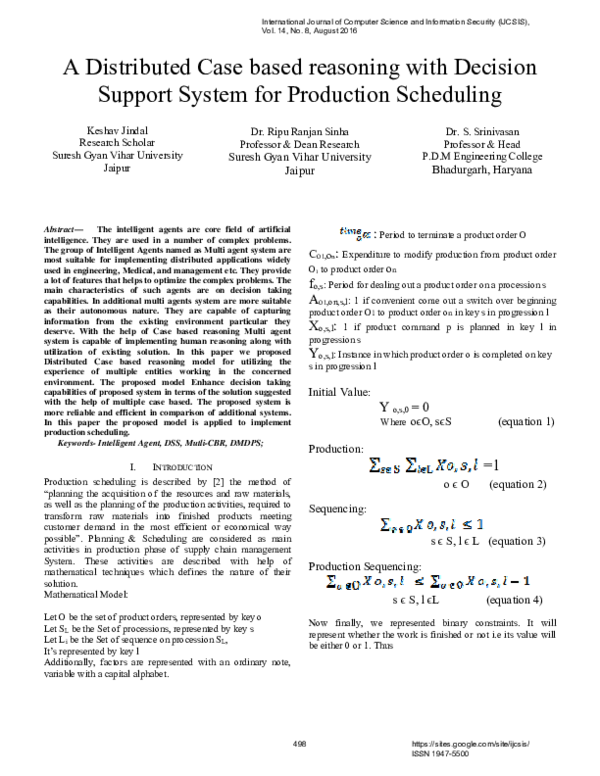 Pdf A Distributed Case Based Reasoning With Decision Support System