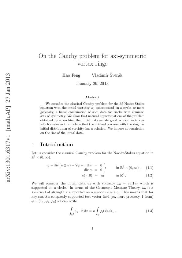 (PDF) On the Cauchy Problem for Axi-Symmetric Vortex Rings