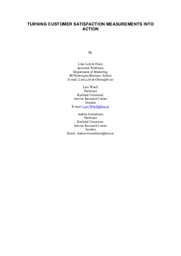 (PDF) Turning customer satisfaction measurements into action