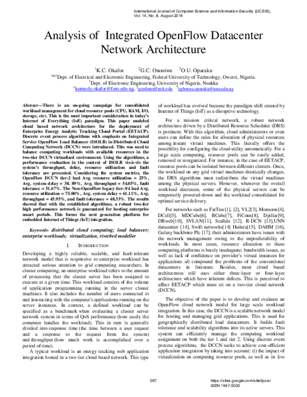 Pdf Analysis Of Integrated Openflow Datacenter Network Architecture Journal Of Computer 5975
