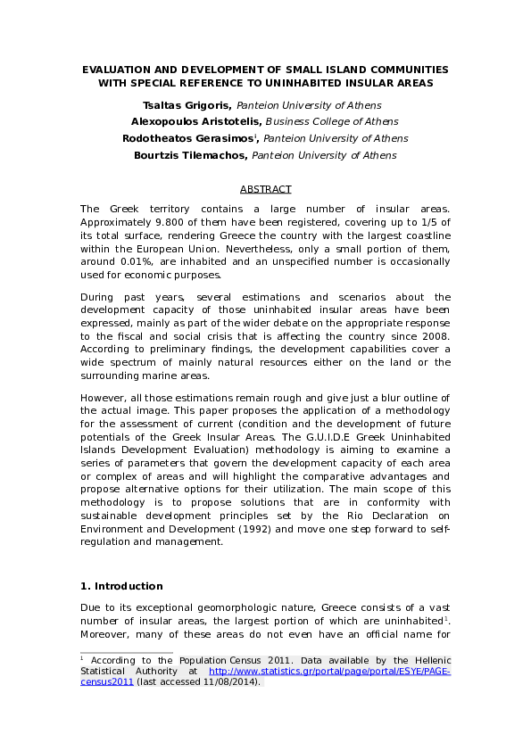 (DOC) Evaluation and Development of Small Island Communities With ...