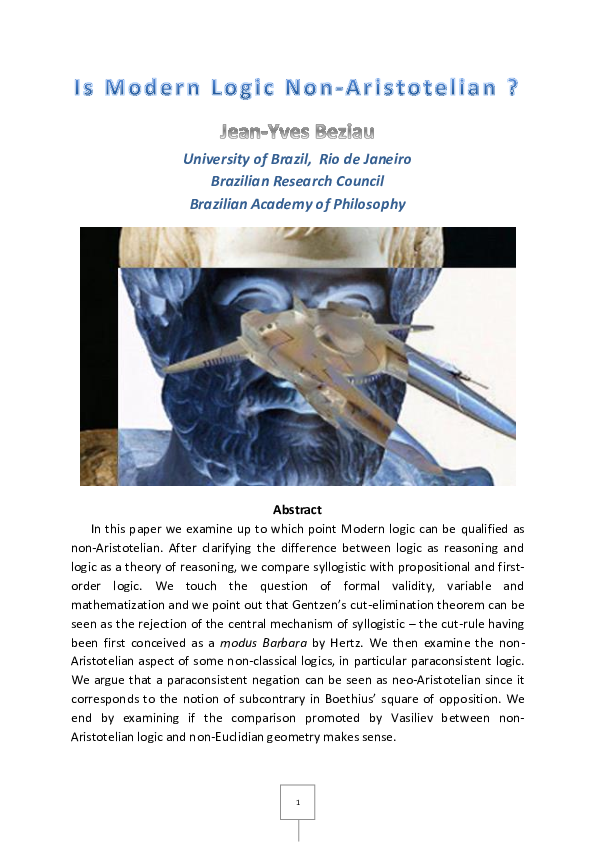 (PDF) Is Modern Logic Non-Aristotelian