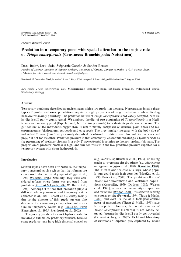 (PDF) First record of the Tadpole Shrimp Triops cancriformis ...