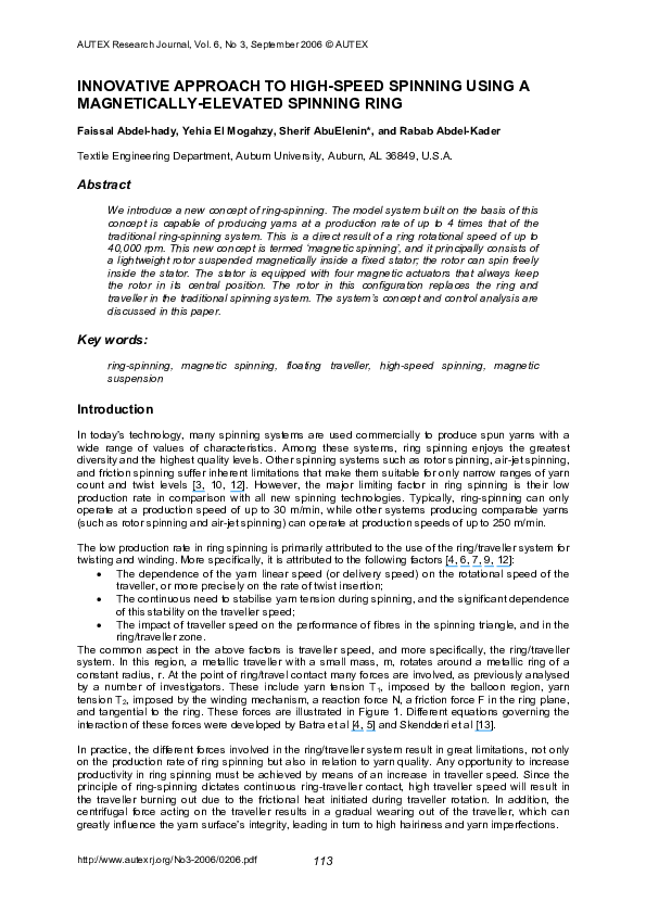 (PDF) Innovative Approach to High-Speed Spinning Using a Magnetically ...