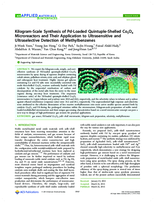 (PDF) Kilogram-Scale Synthesis of Pd-Loaded Quintuple-Shelled Co3O4 Microreactors and Their ...