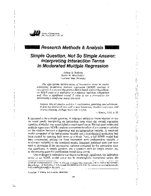 (PDF) Simple Question, Not So Simple Answer: Interpreting Interaction ...