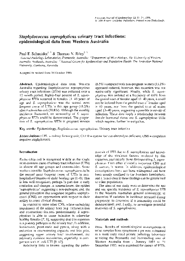 (PDF) Staphylococcus saprophyticus urinary tract infections ...