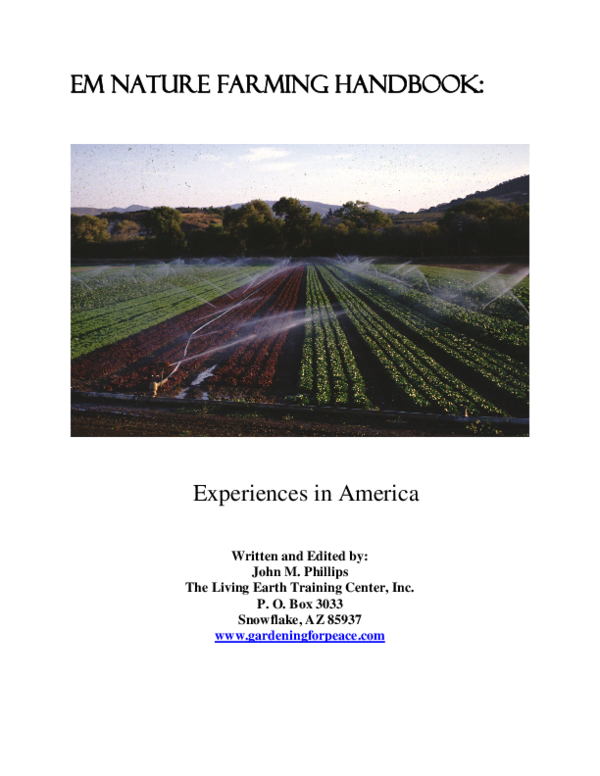 (PDF) EM NATURE Farming handbook: Experiences in America Written and ...