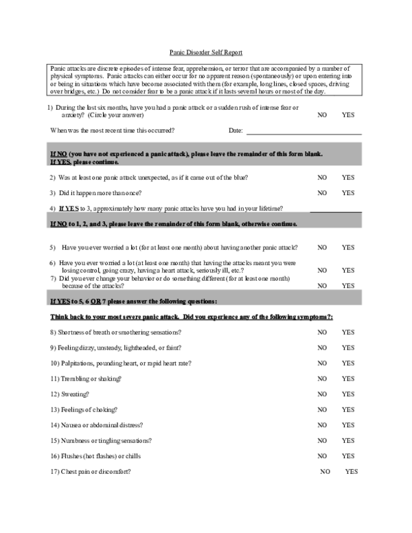 (DOC) Panic Disorder Self-Report