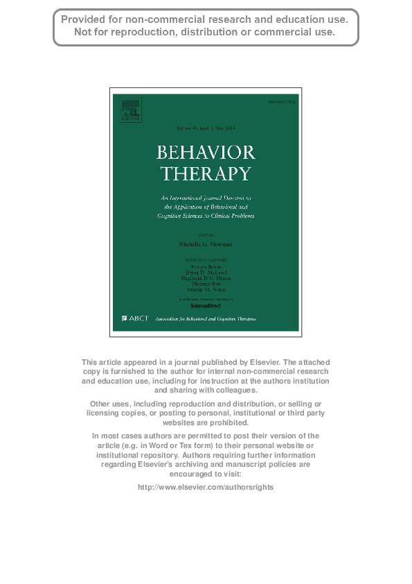 (PDF) Rethinking the role of worry in generalized anxiety disorder ...