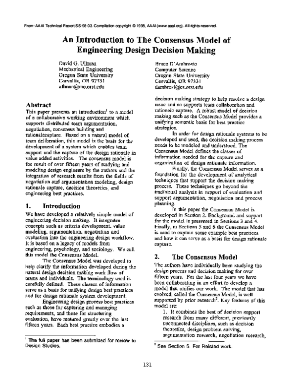 (PDF) An Introduction to the Consensus Model of Engineering Design ...