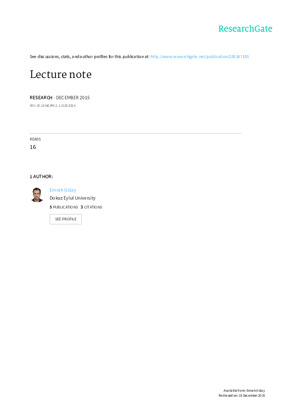 (PDF) Lecture note